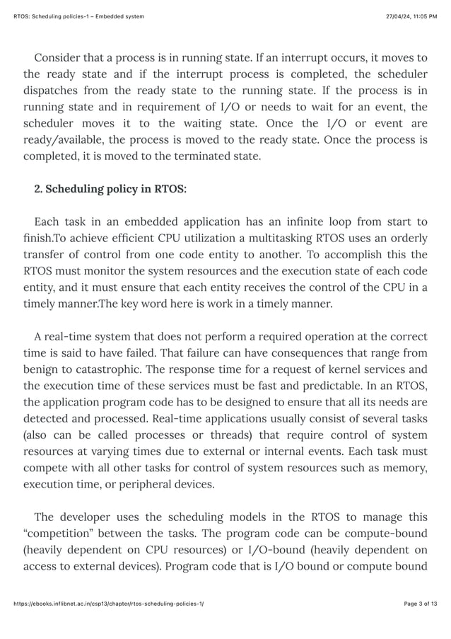 RTOS: Scheduling policies-1 – Embedded system.pdf | Operating Systems | Computer Software and ...