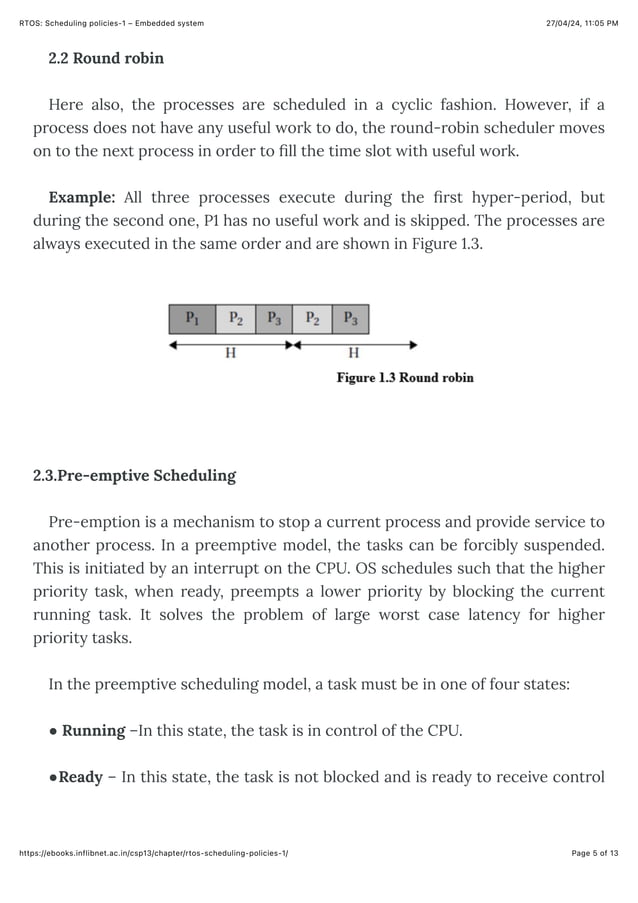 RTOS: Scheduling policies-1 – Embedded system.pdf | Operating Systems | Computer Software and ...