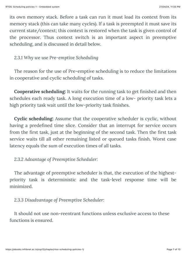 Rtos Scheduling Policies 1 Embedded Systempdf