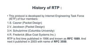 Real Time Transport Protocol | PPTX | Digital Audio | Computer Software and Applications
