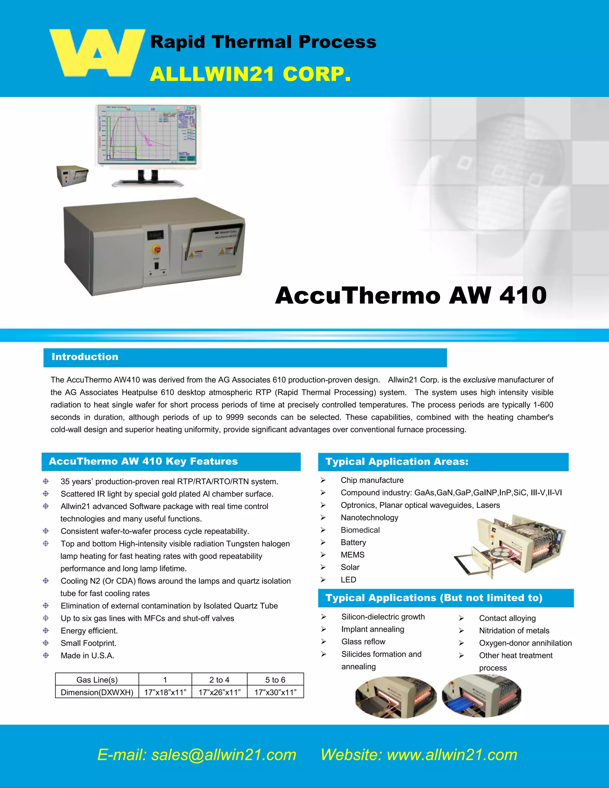 AccuThermo AW 410 Rapid Thermal Processing Equipment | PDF