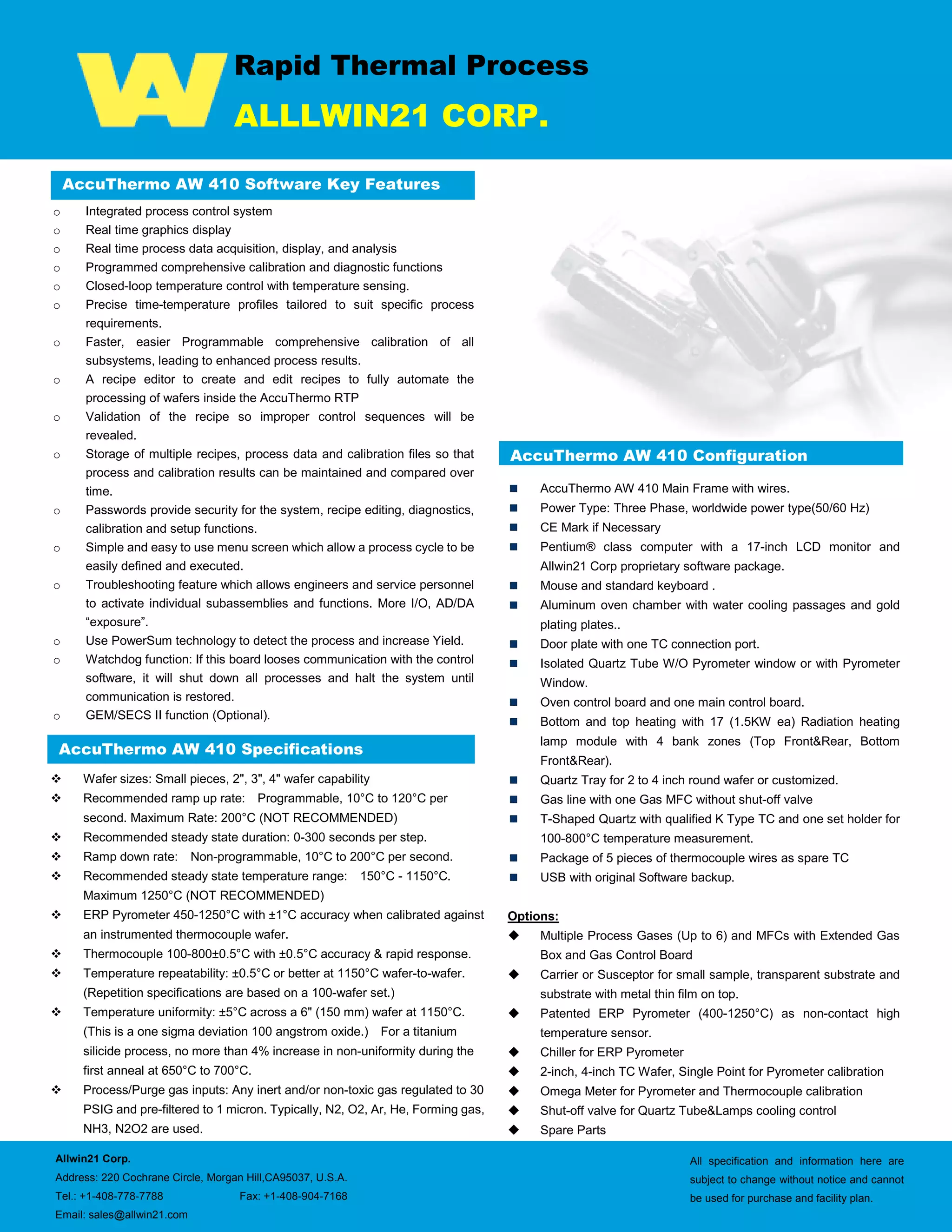 AccuThermo AW 410 Rapid Thermal Processing Equipment | PDF