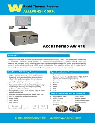 AccuThermo AW 410 Rapid Thermal Processing Equipment | PDF