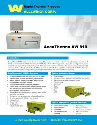 AccuThermo AW 810 Rapid Thermal Anneal Equipment | PDF
