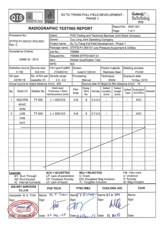 Rt report for welder qualification | PDF