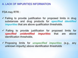 RTR for lack of justification of impurity limits | PPTX