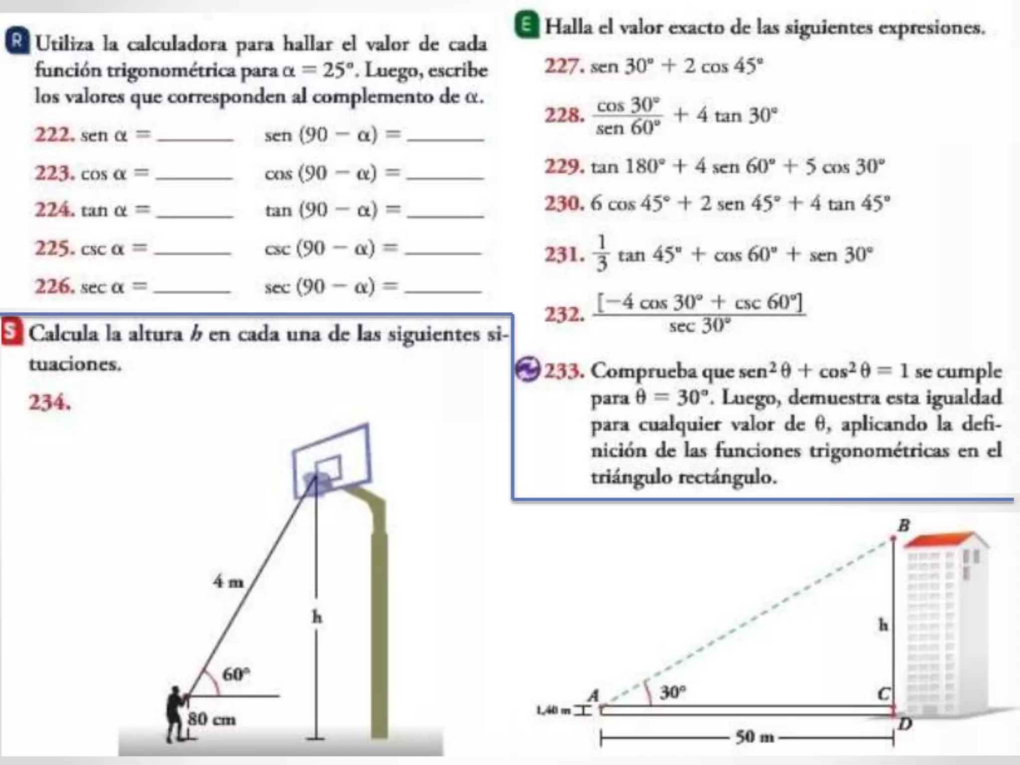 R Trigonométricas para ángulos de 30, 60 y 45 grados y F. T. de ángulos ...