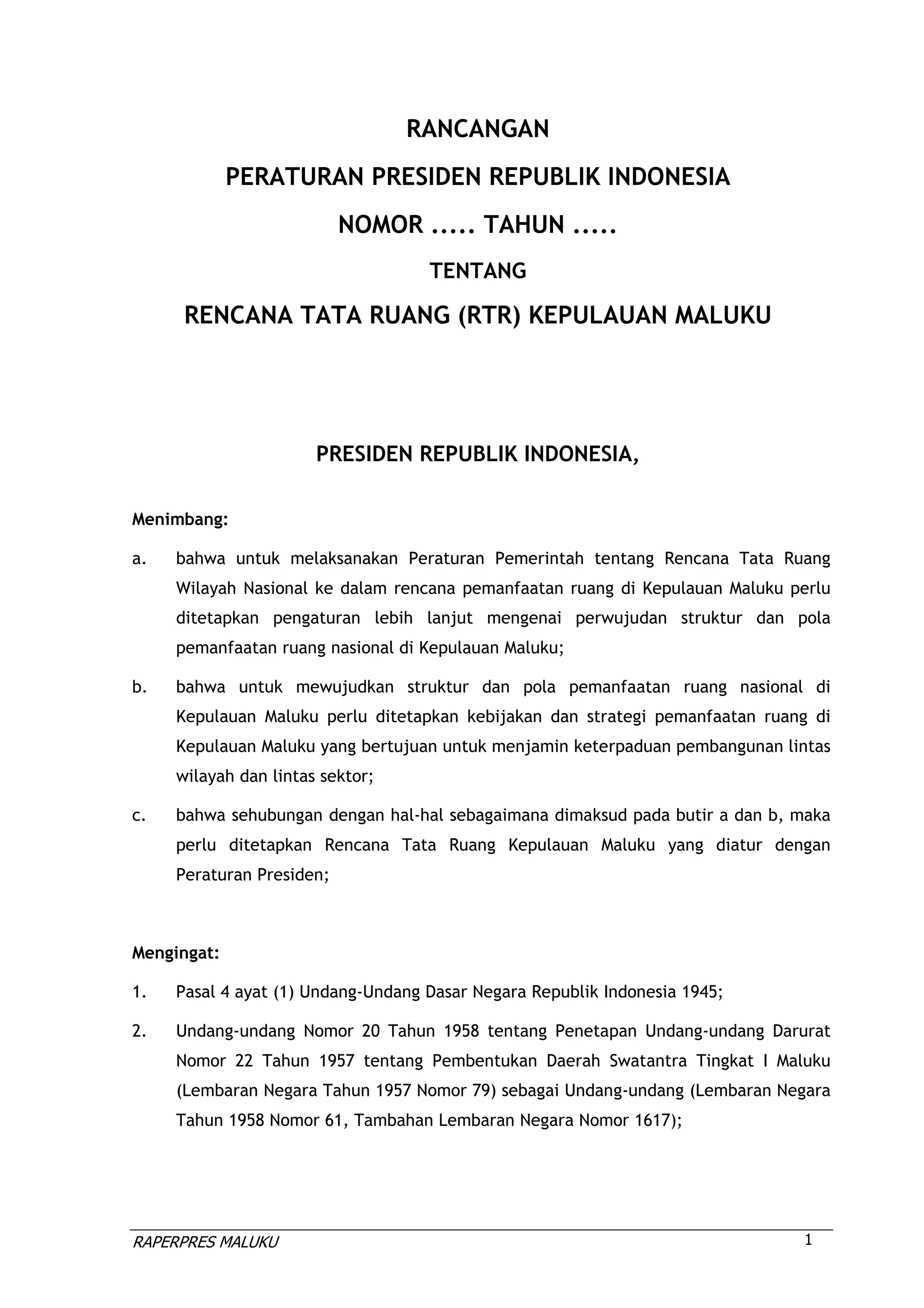 Rencana Tata Ruang Kepulauan Maluku Pdf