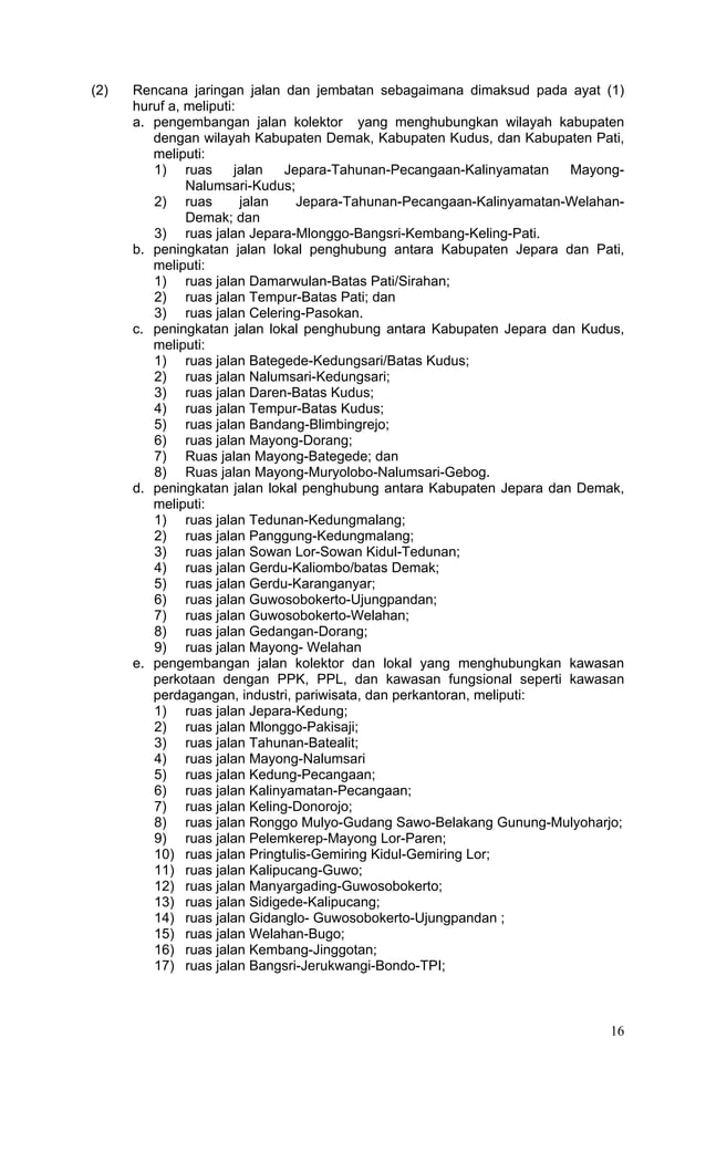 Rencana Tata Ruang Wilayah Kabupaten Jepara | PDF