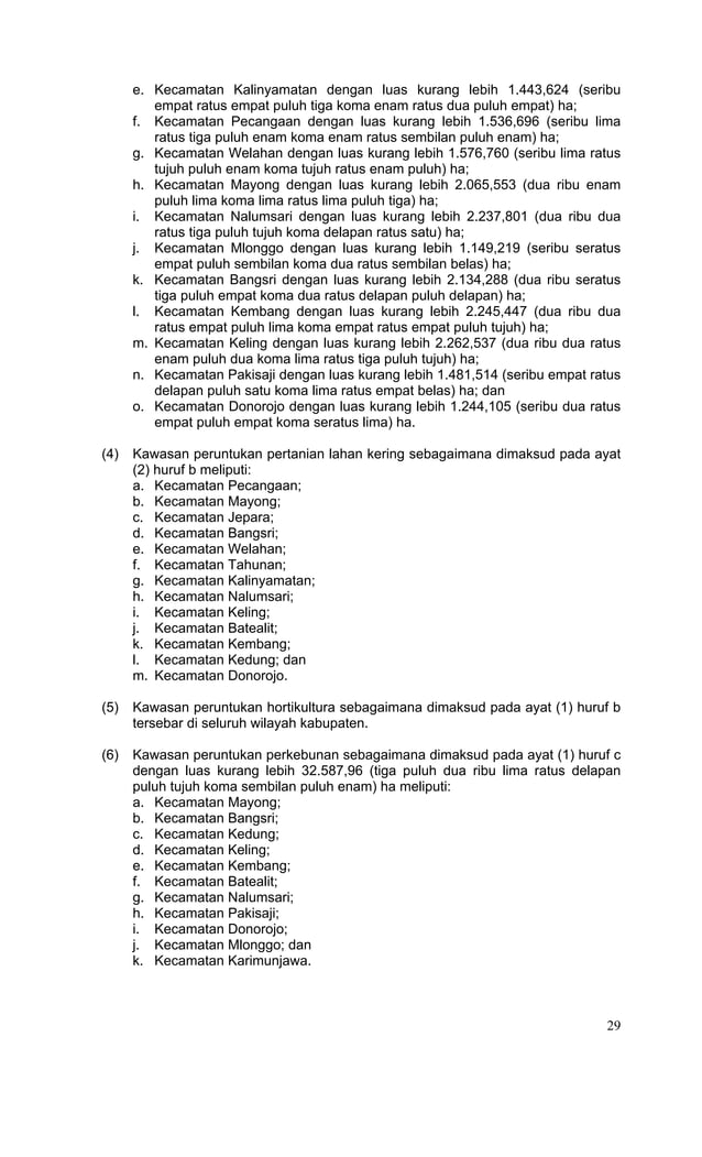 Rencana Tata Ruang Wilayah Kabupaten Jepara | PDF
