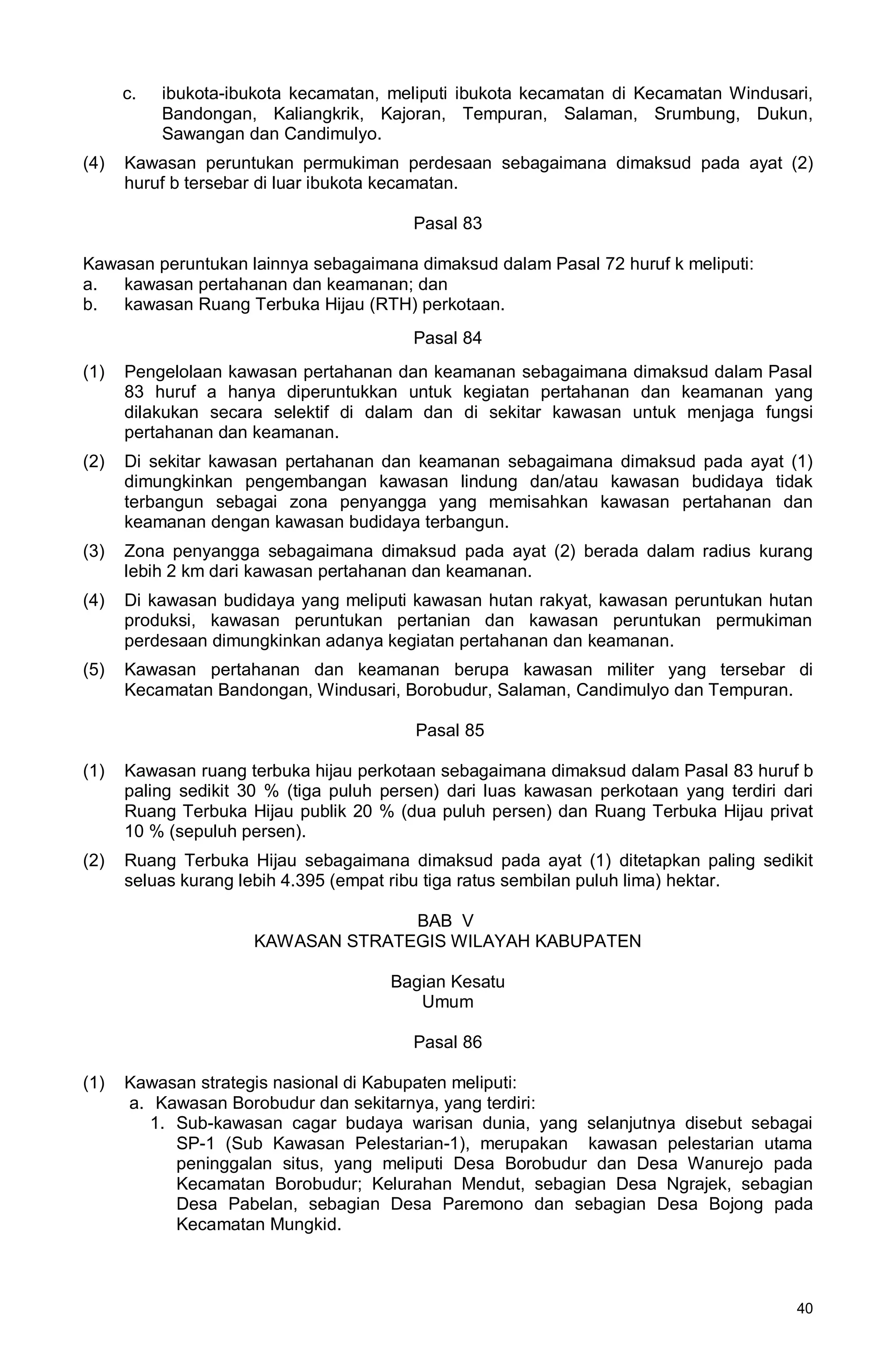 Rencana Tata Ruang Wilayah Kabupaten Magelang | PDF