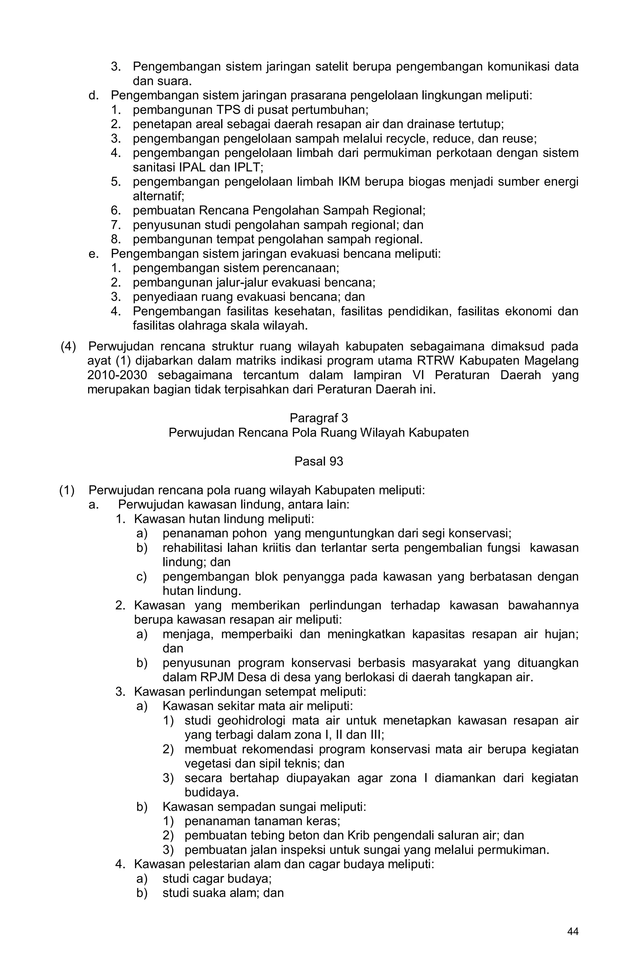 Rencana Tata Ruang Wilayah Kabupaten Magelang | PDF