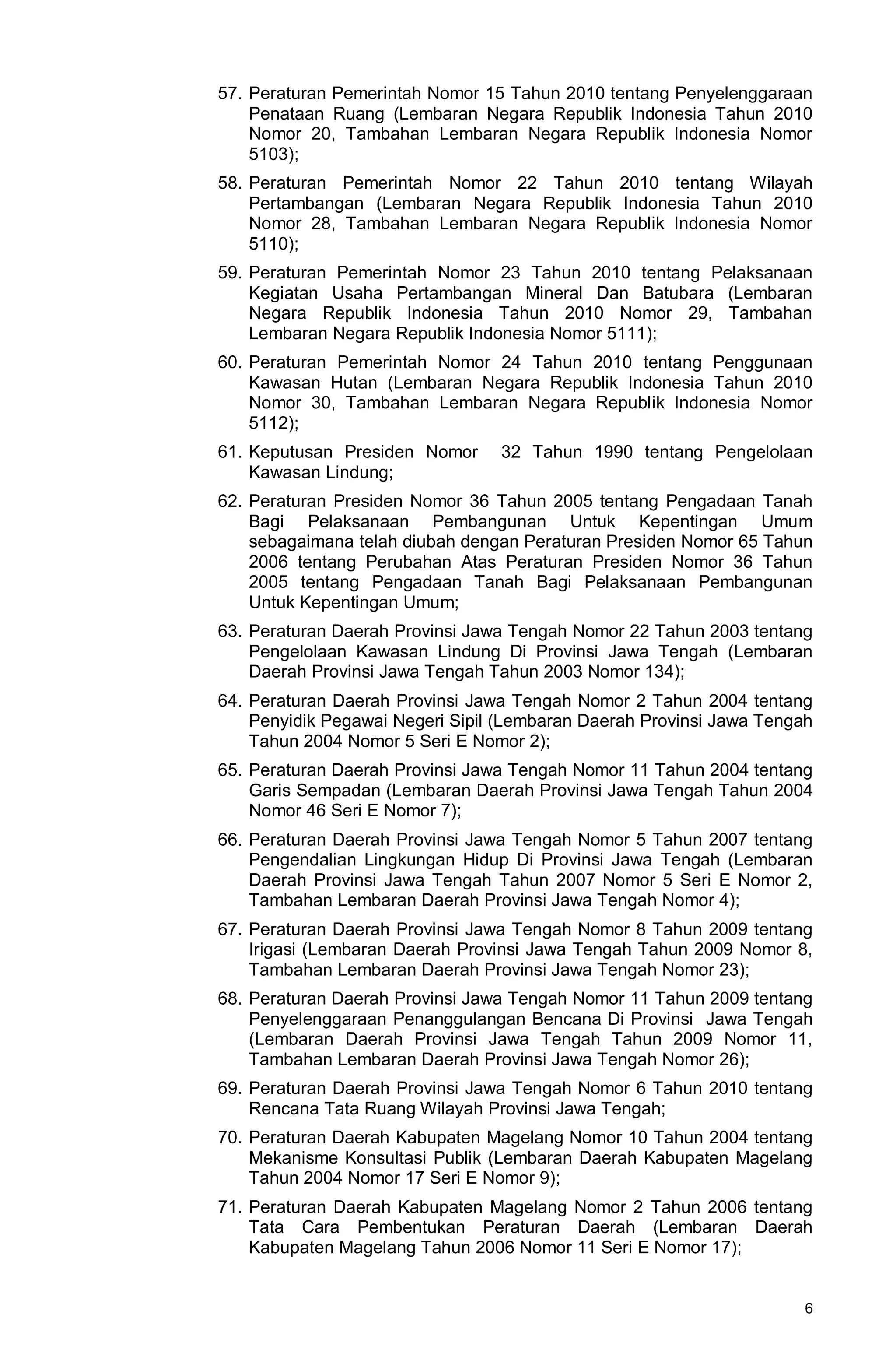 Rencana Tata Ruang Wilayah Kabupaten Magelang | PDF