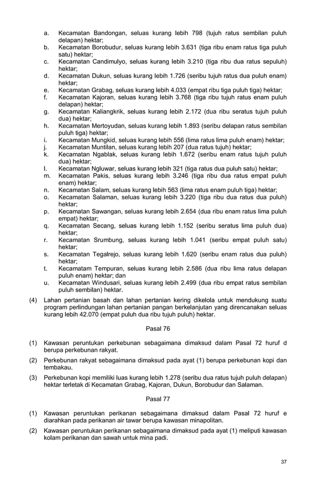 Rencana Tata Ruang Wilayah Kabupaten Magelang | PDF