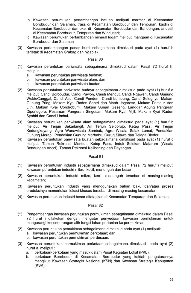 Rencana Tata Ruang Wilayah Kabupaten Magelang | PDF