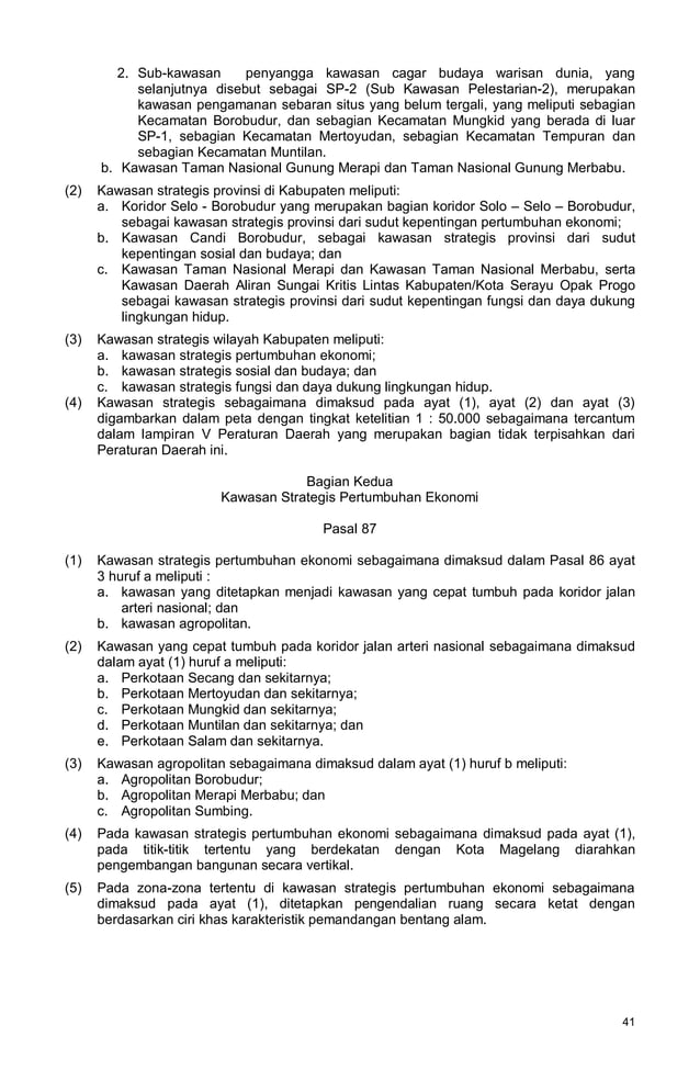 Rencana Tata Ruang Wilayah Kabupaten Magelang | PDF