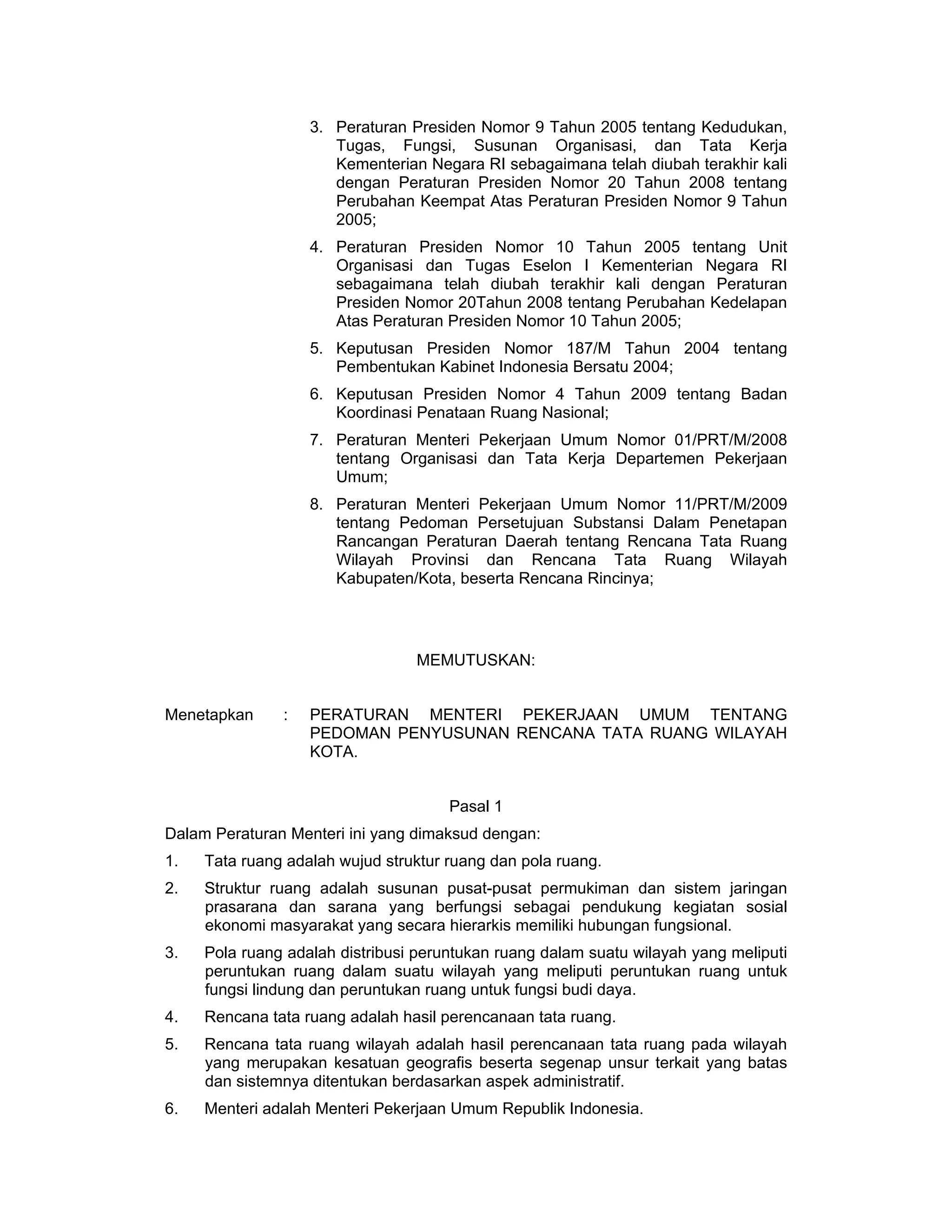 Pedoman Penyusunan Rencana Tata Ruang Wilayah (RTRW) Kota | PDF