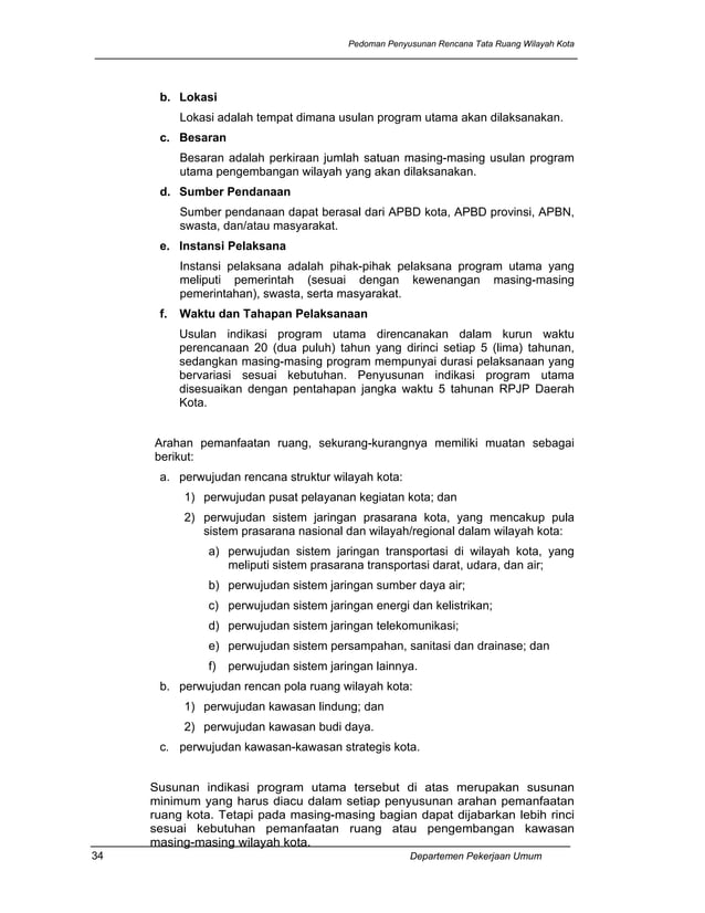 Pedoman Penyusunan Rencana Tata Ruang Wilayah (RTRW) Kota | PDF