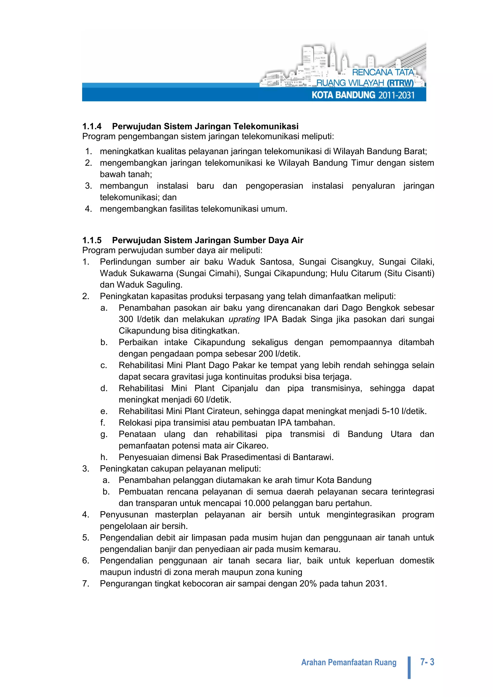 Dokumen RTRW Kota Bandung Tahun 2011 - 2031 | PDF