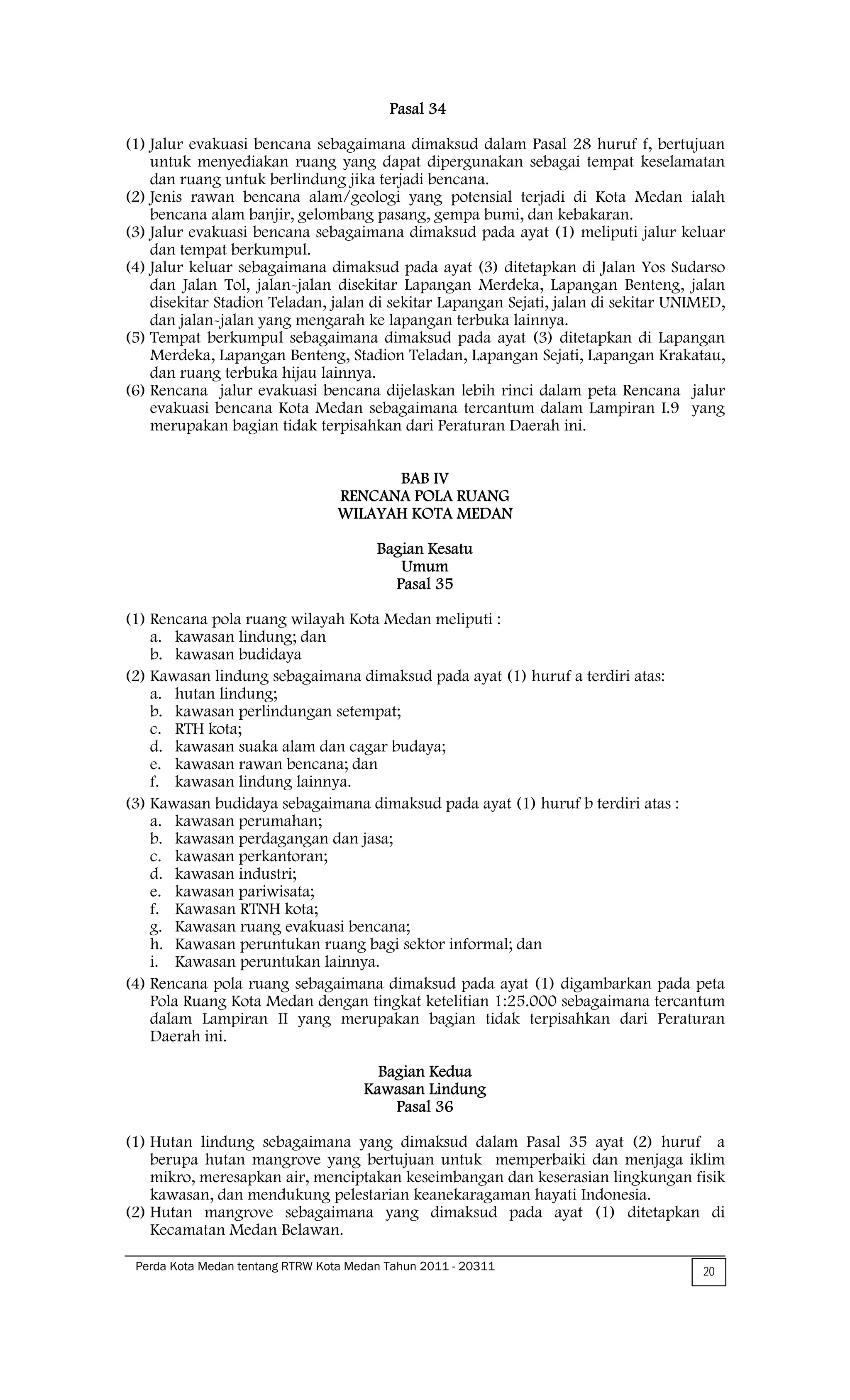 Rencana Tata Ruang Wilayah Kota Medan | PDF