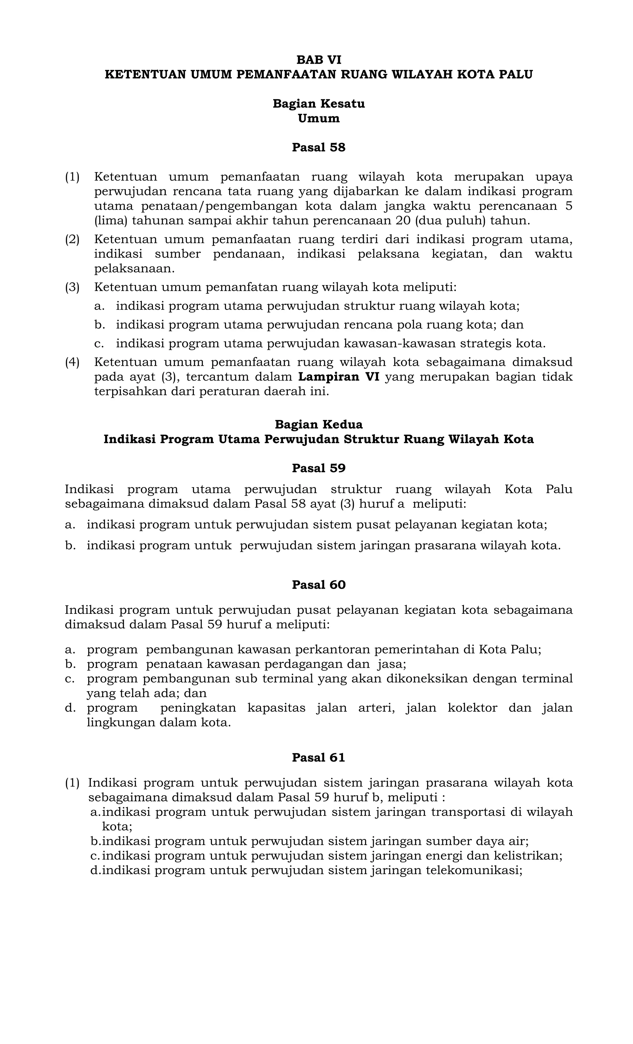 Rencana Tata Ruang Wilayah Kota Palu | PDF