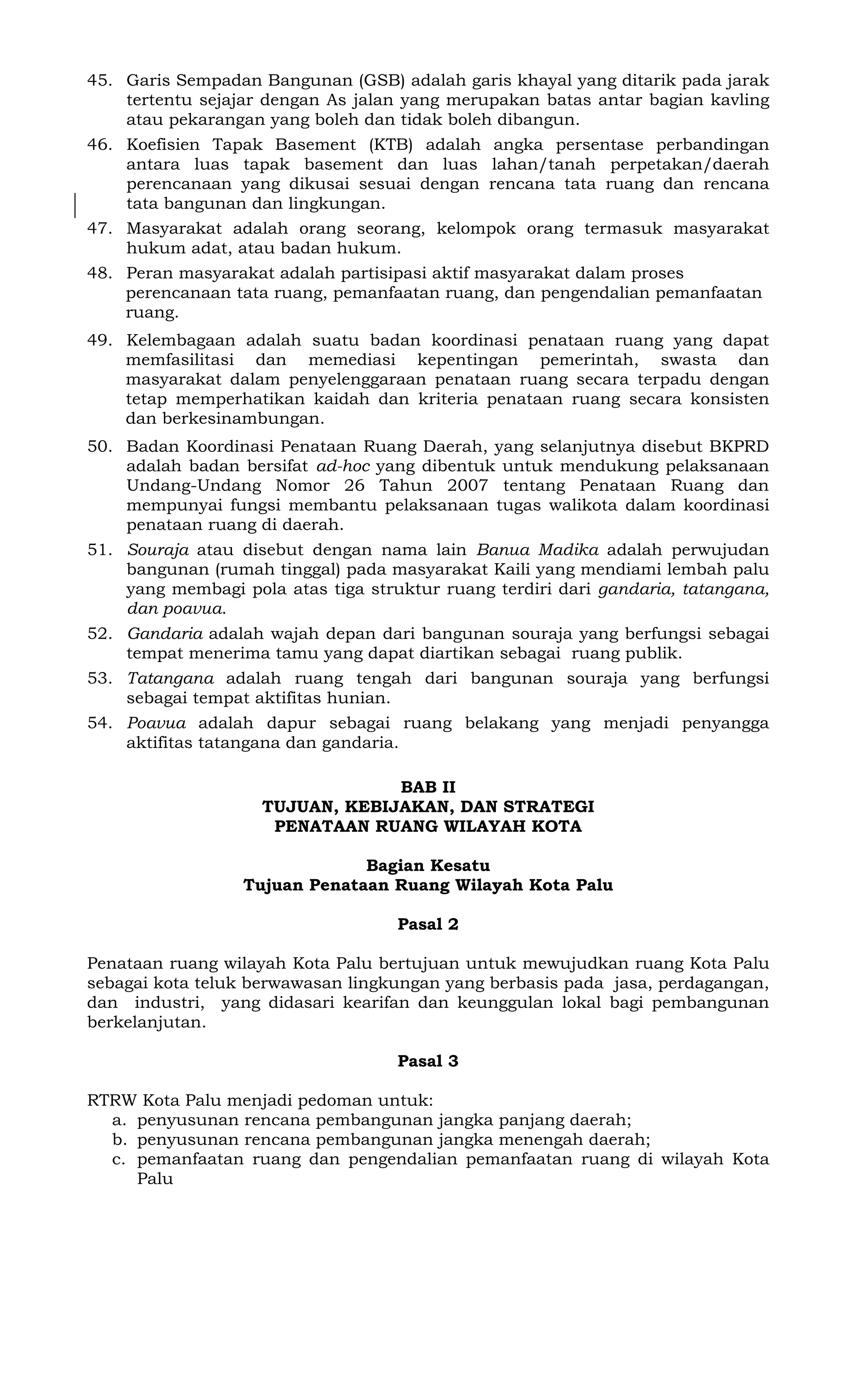 Rencana Tata Ruang Wilayah Kota Palu | PDF