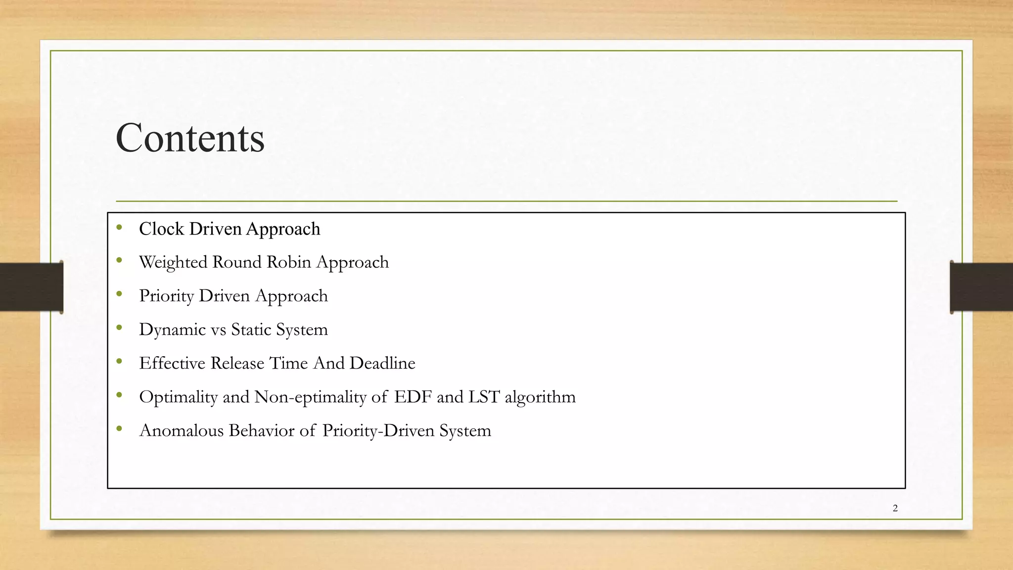 Commonly used Approaches to Real Time Scheduling | PPTX