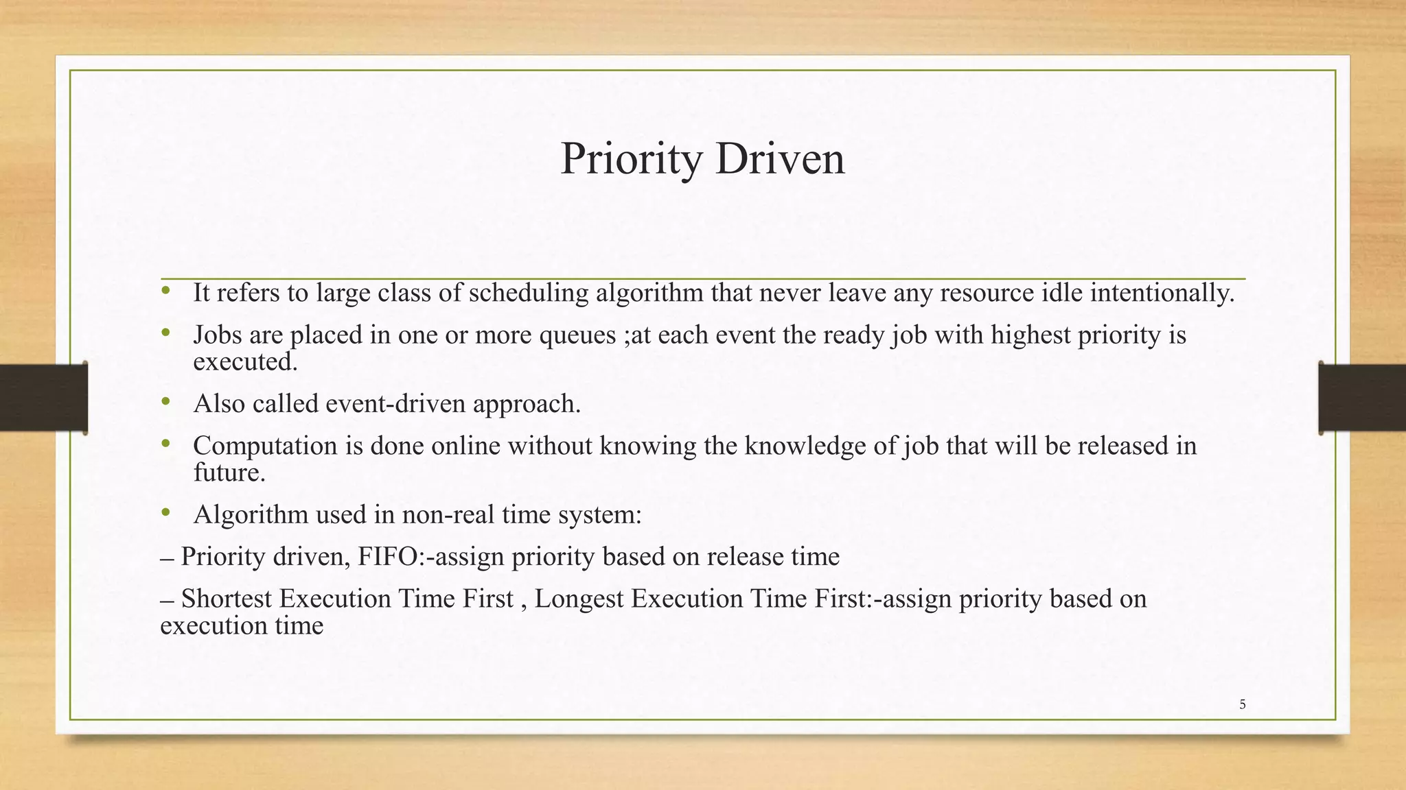 Commonly used Approaches to Real Time Scheduling | PPTX