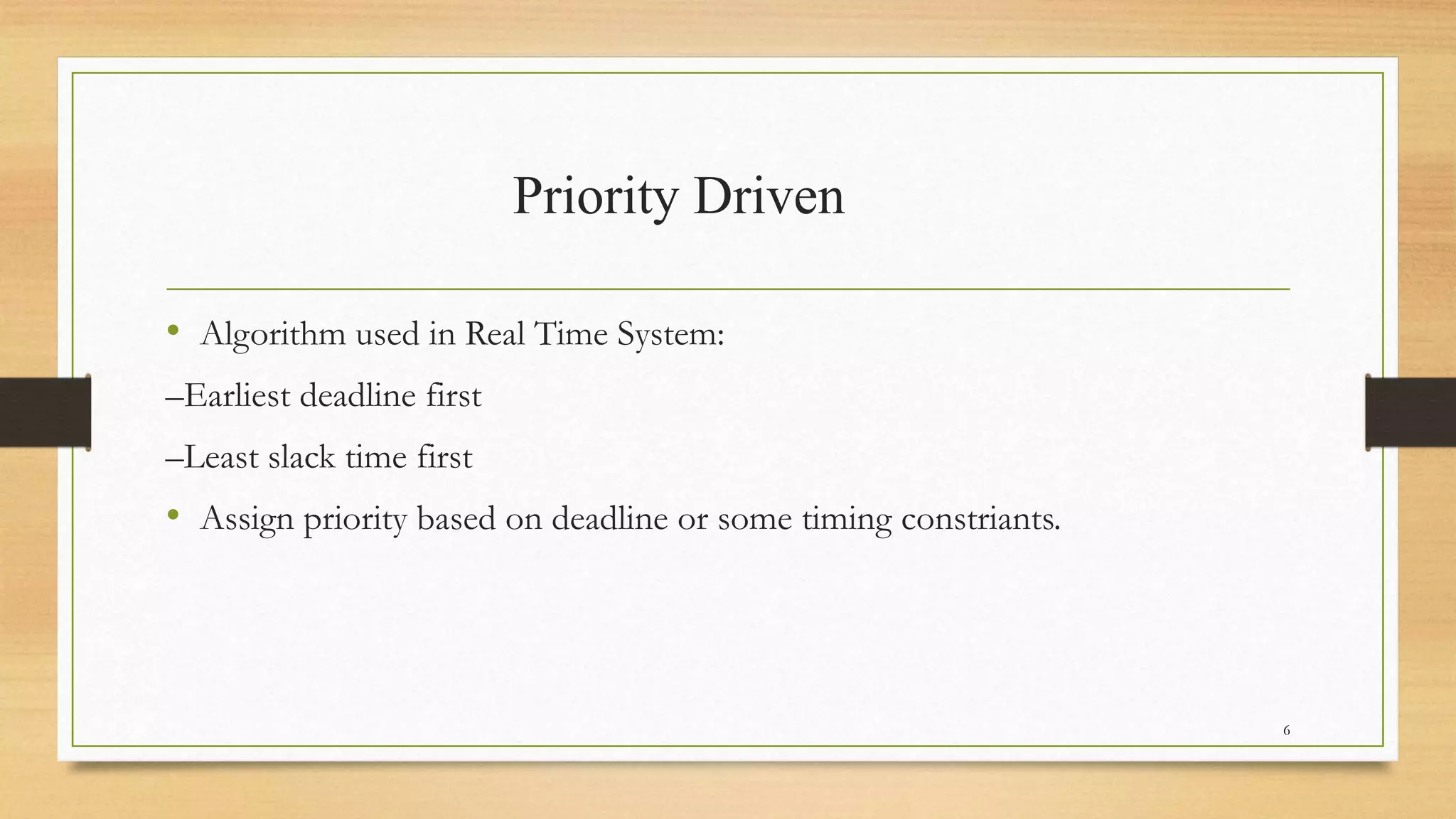 Commonly used Approaches to Real Time Scheduling | PPTX