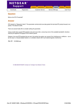 RTS Thresould - Netgear explain | PDF | Computer Networking | Computing