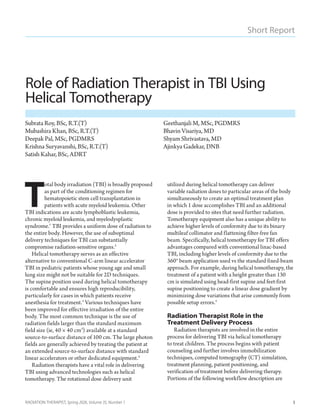 Role of Radiation Therapists in Pediatric Total Body Irradiation Using ...
