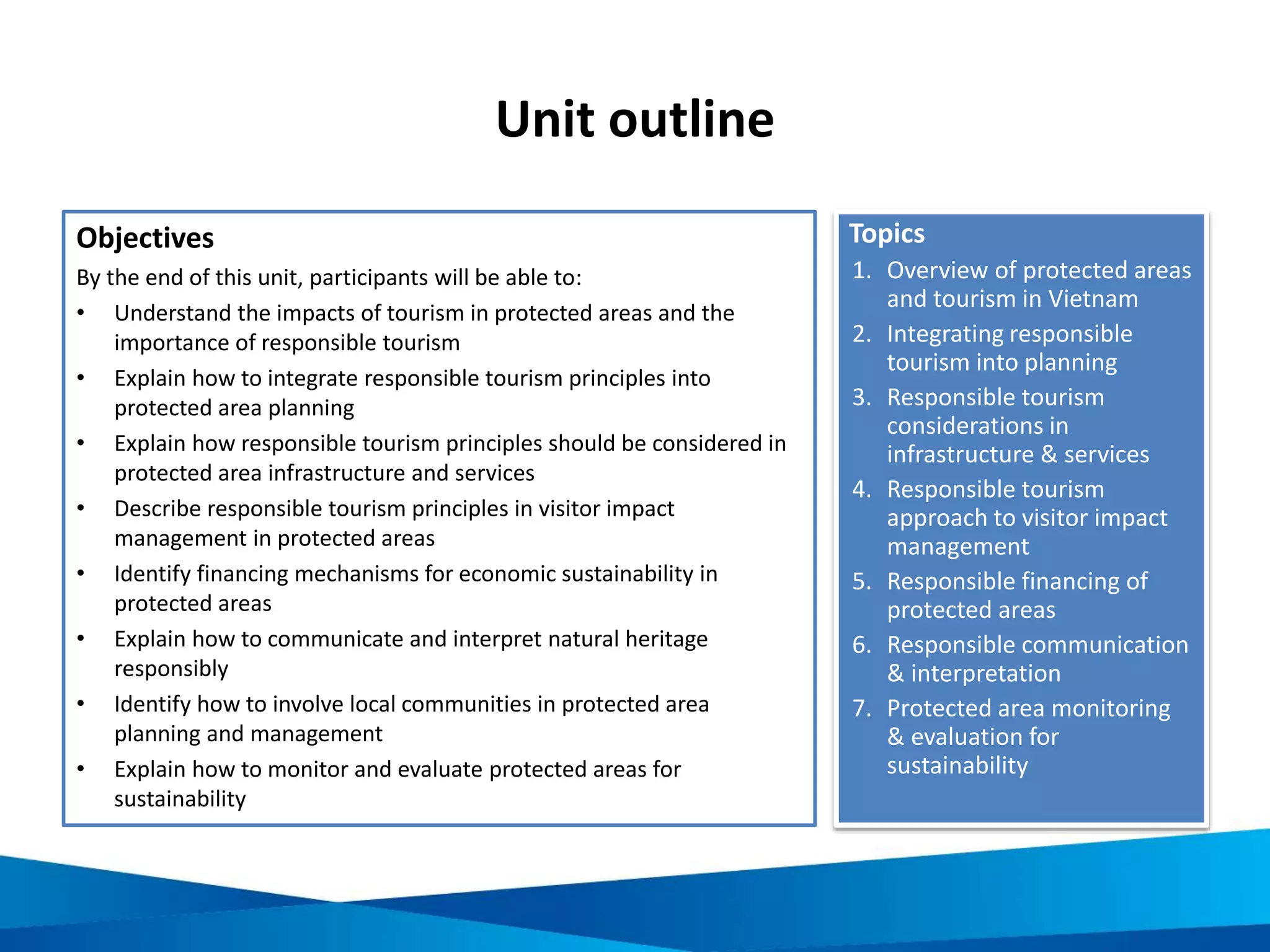 Unit 15: Responsible Tourism Good Practice For Protected Areas In ...