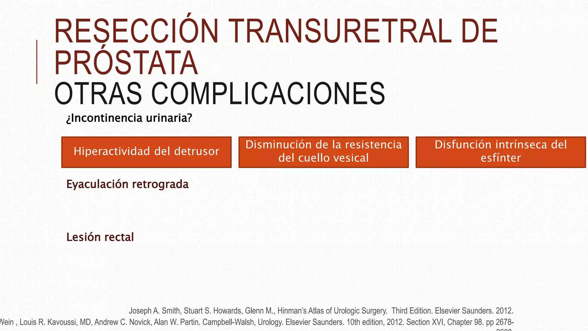 Reseccion Transuretral de Prostata, tecnica quirurgica