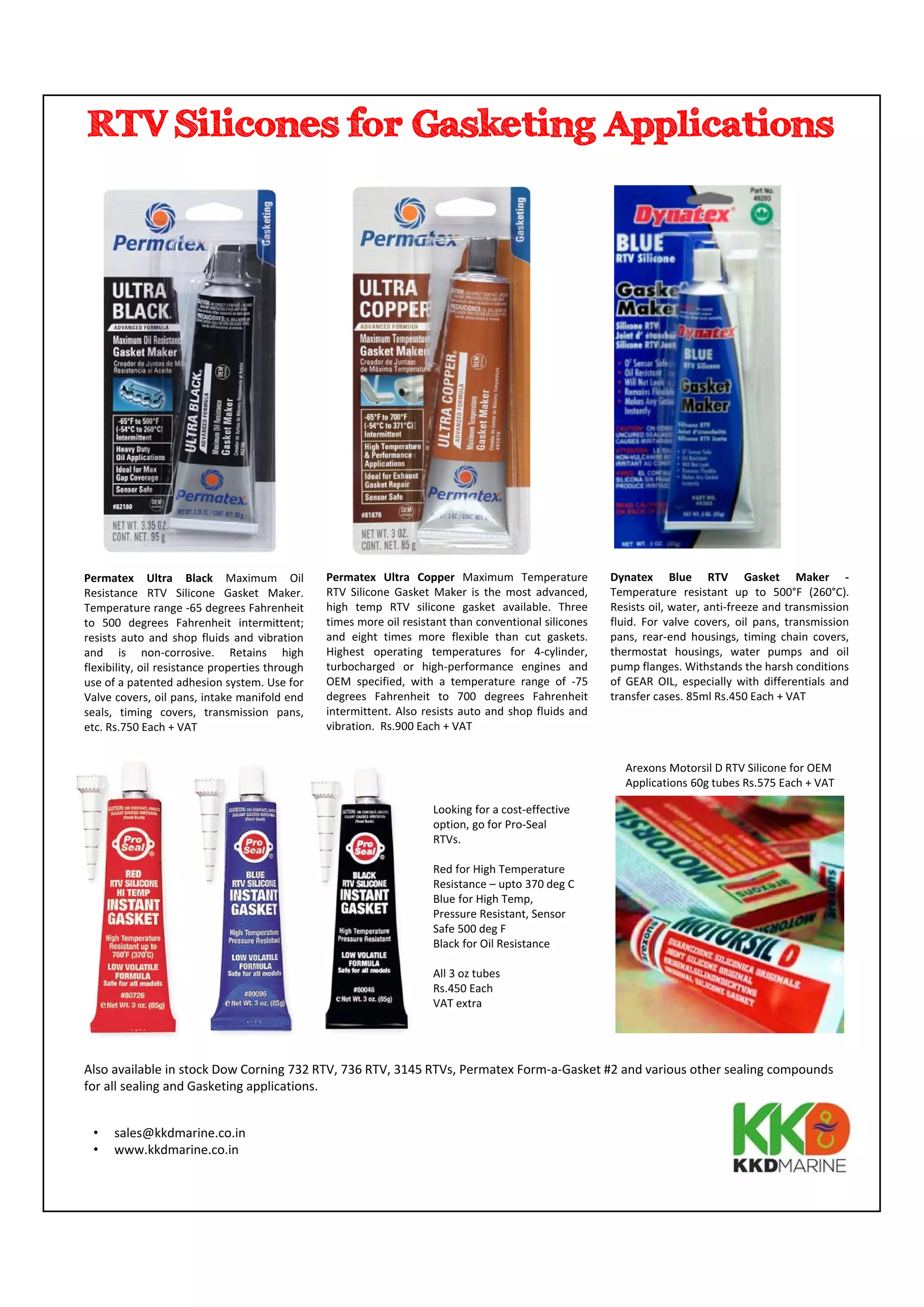 Rtv silicones from kkd marine | PDF