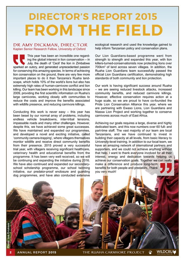Ruaha Carnivore Project - Annual Report 2015 (digital edition) | PDF