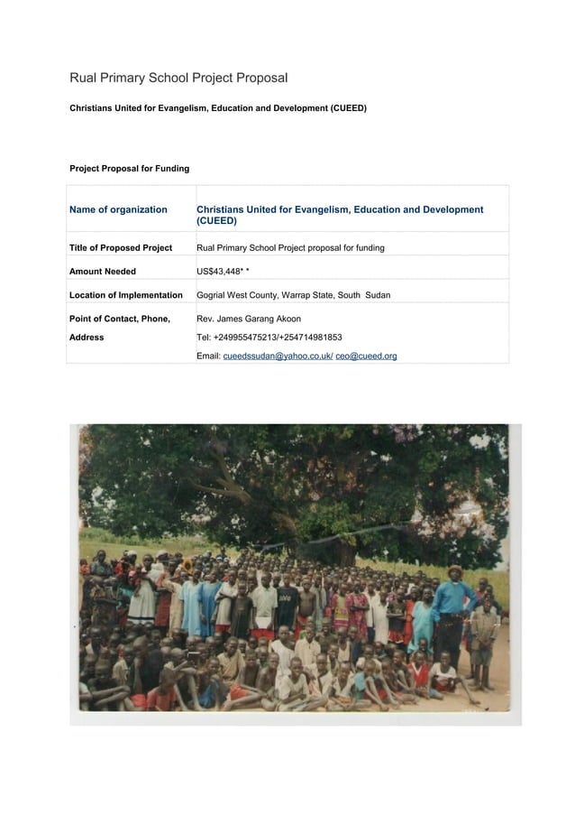 Rual primary school project proposal | DOC