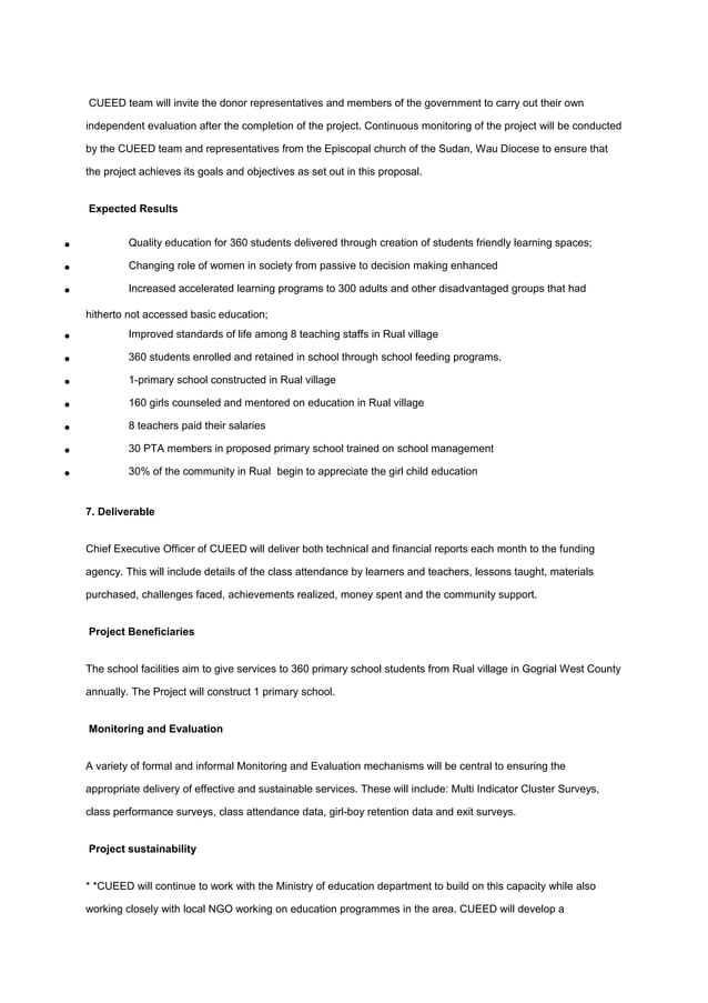 Rual primary school project proposal | DOC
