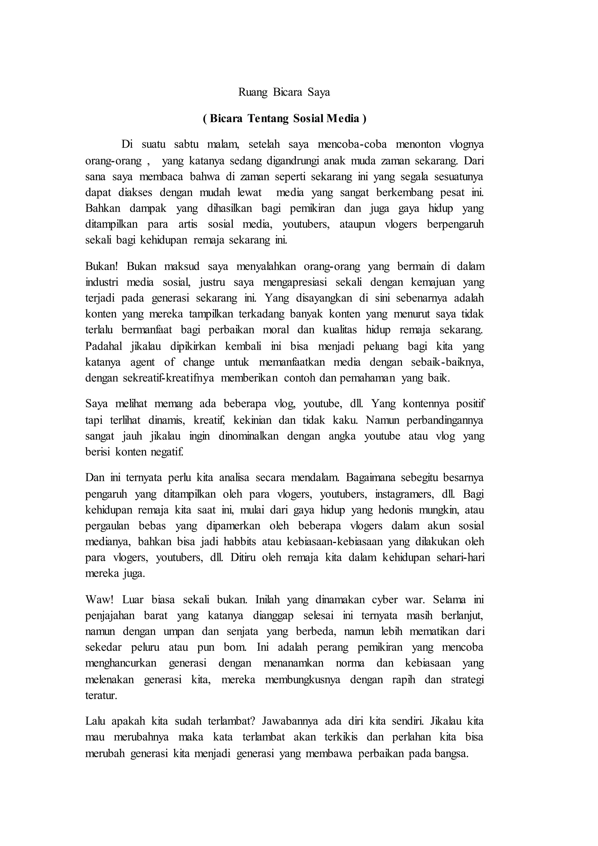 Ruang bicara saya | DOCX