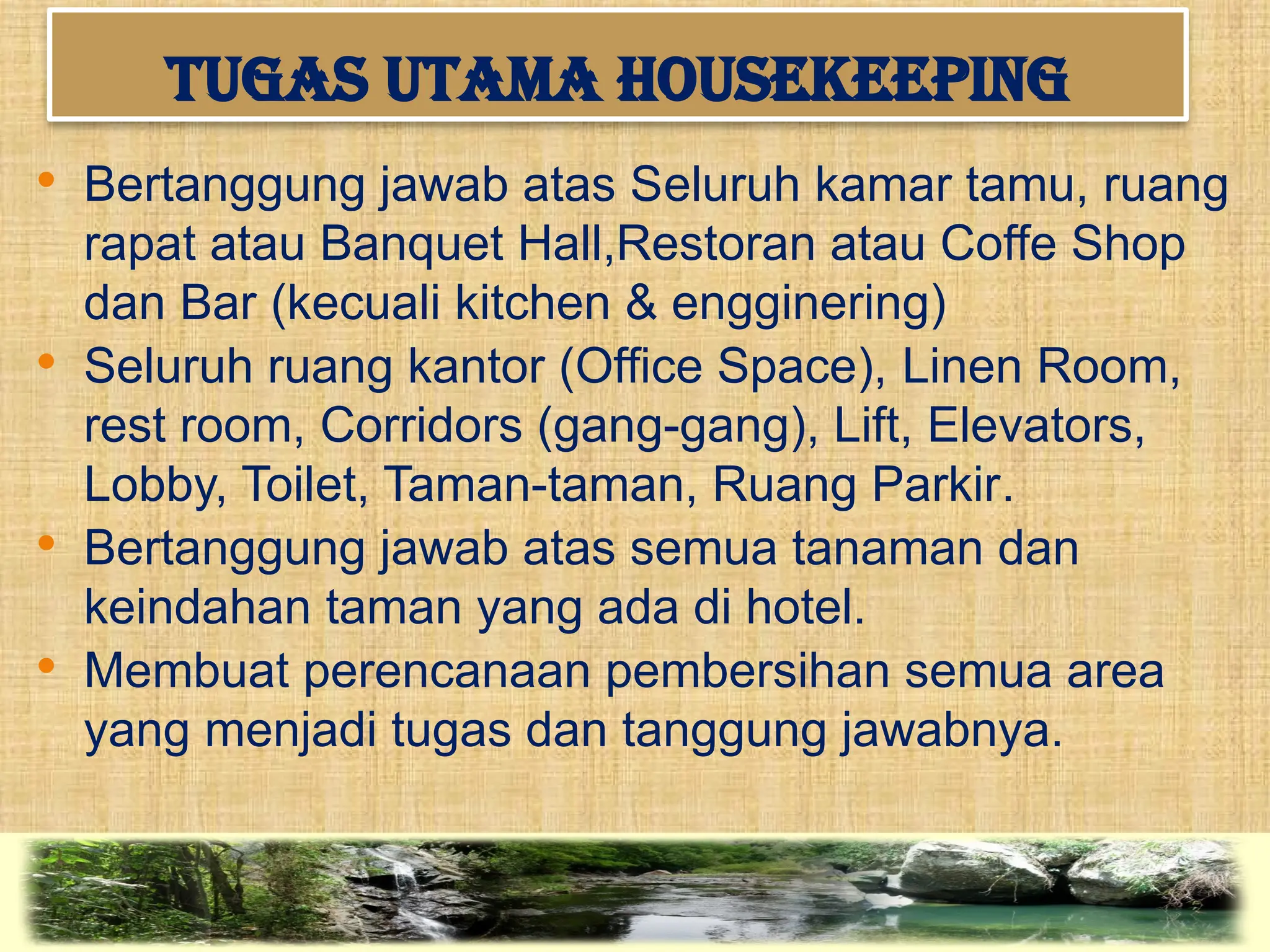 Ruang_Lingkup_Housekeeping di perhotelan | PPT