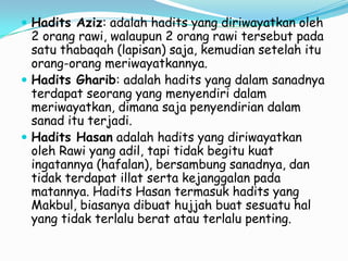 Ruang lingkup pembahasan ilmu hadist dan dancabang cabangnya | PPTX