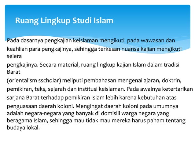 Ruang lingkup studi islam | PPTX
