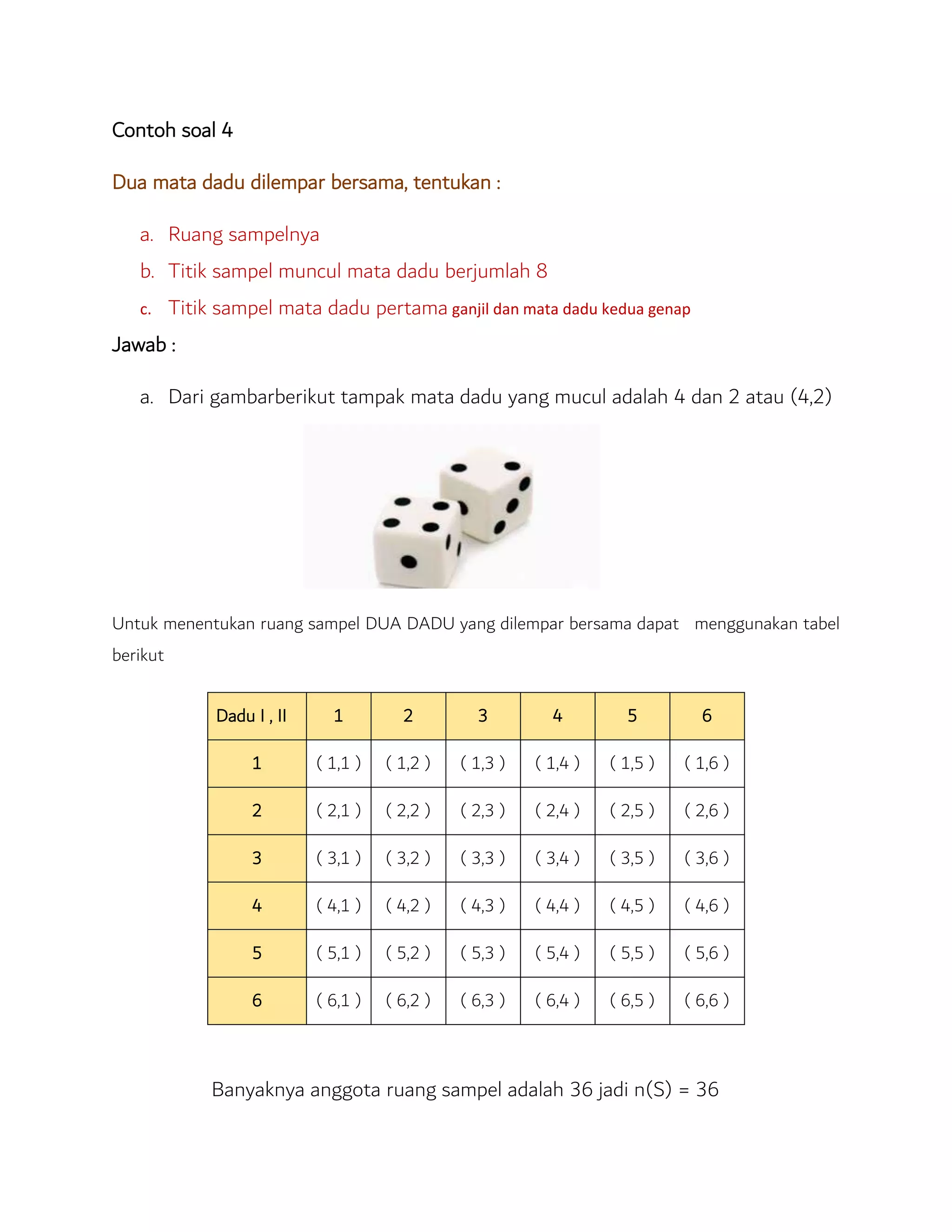 Ruang sampel dan titik sampel plus contoh soal | PDF