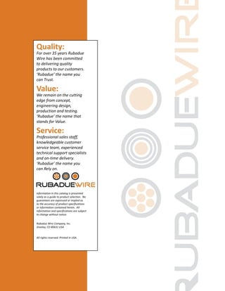 Rubadue wire catalogue for solid, litz, standed wires with multiple ...