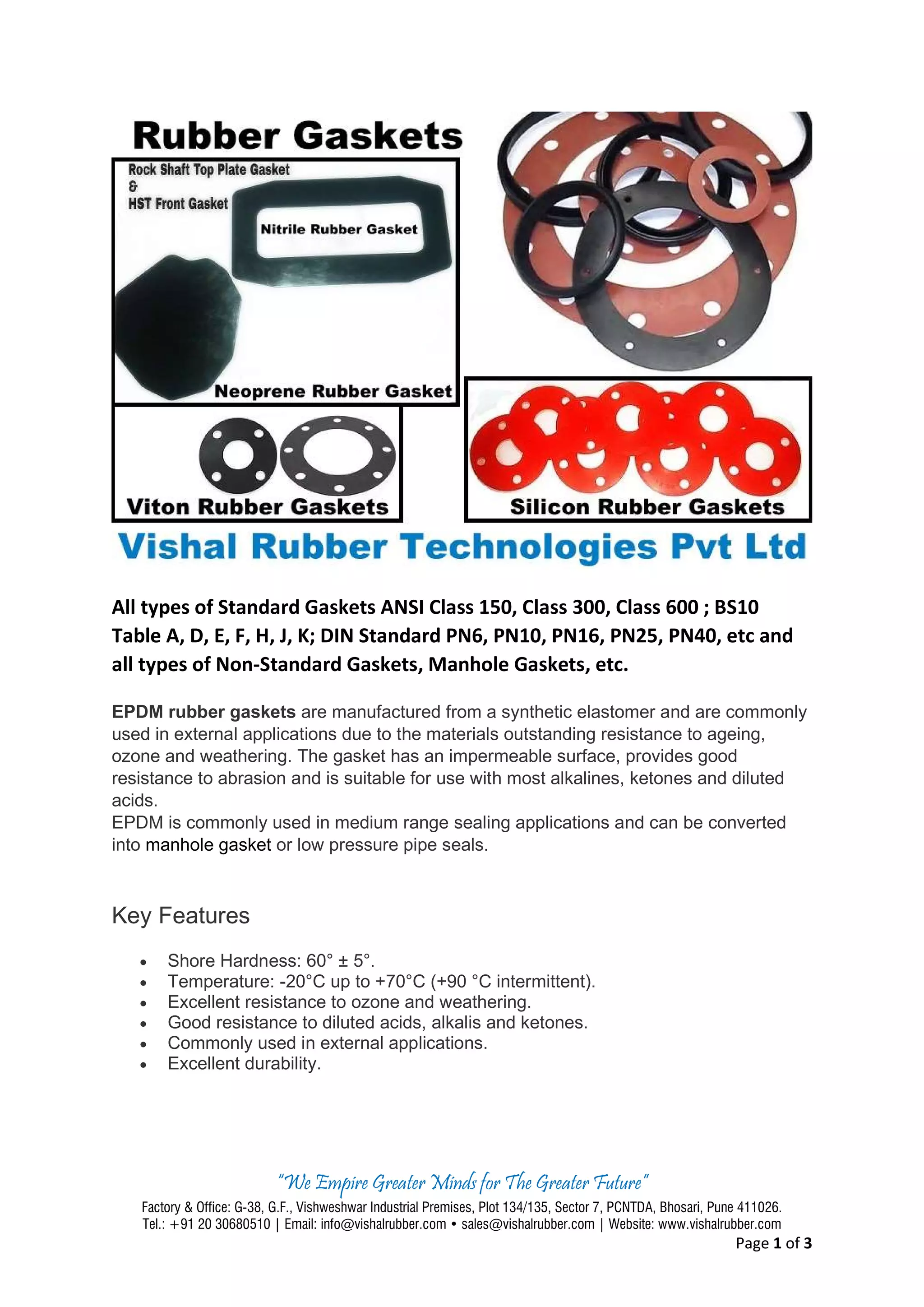 Rubber gasket catalogue | PDF