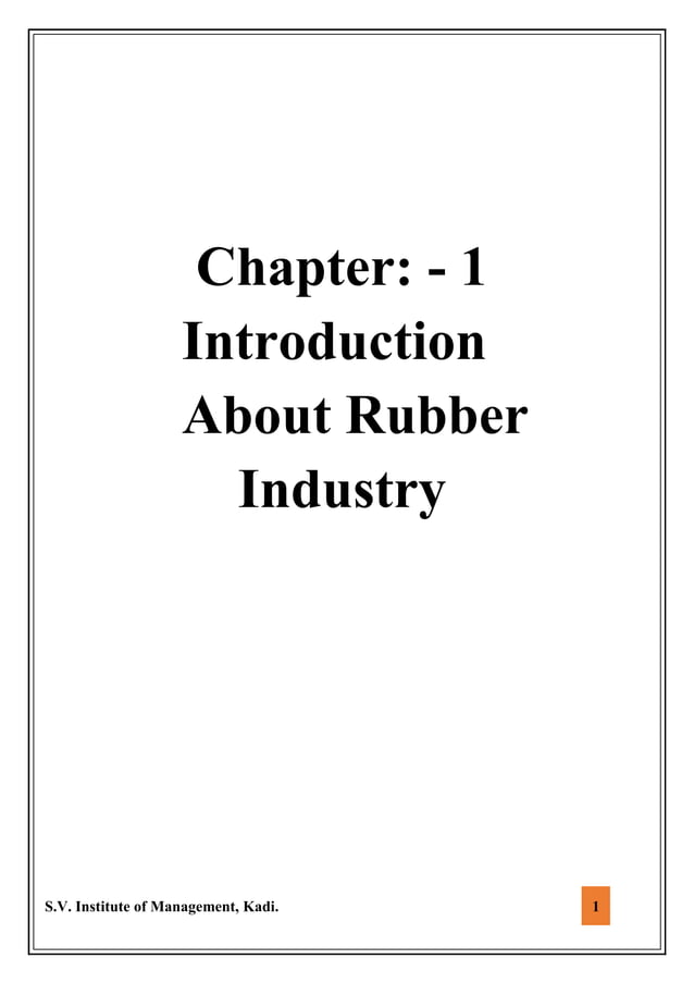 A Comprehensive Project report on Rubber Industry | PDF