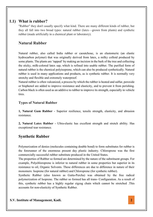 A Comprehensive Project report on Rubber Industry | PDF