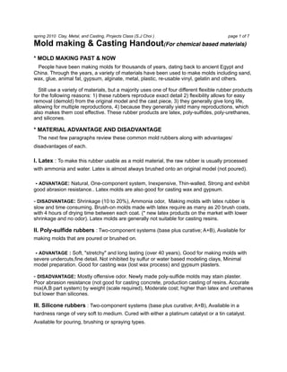 Mold Making for Chemical-Based Materials | PDF