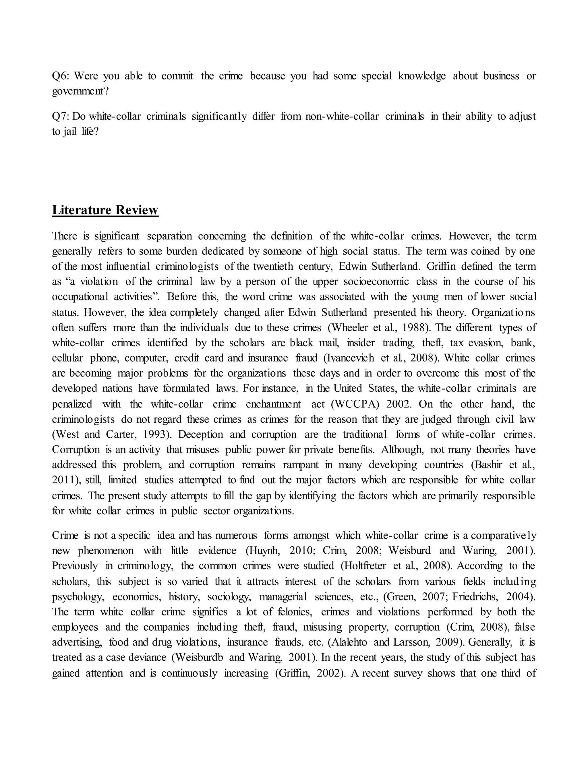 Proposal Report of white-collar crime | DOCX