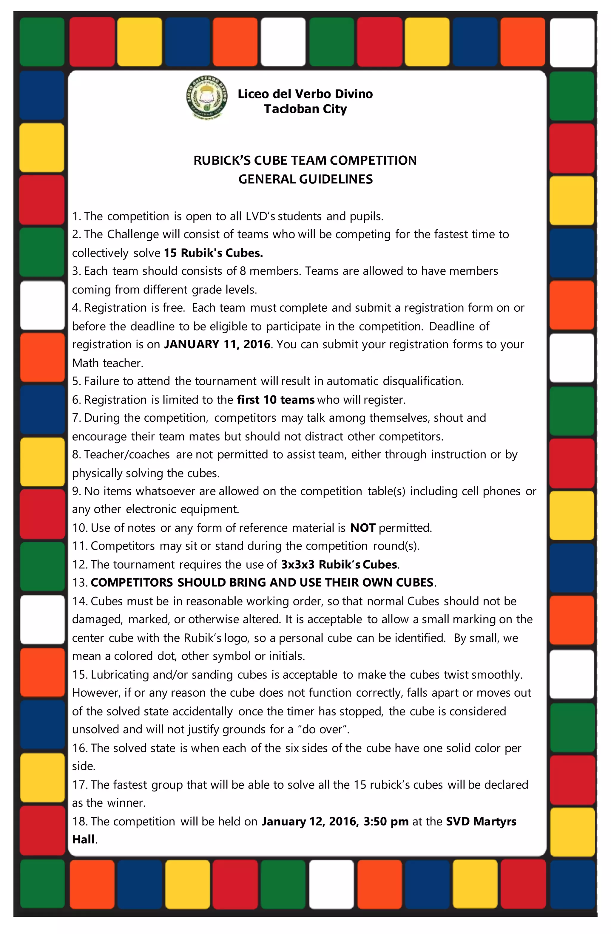 Rubick's cube team competition guidelines | DOCX | Games and Puzzles ...
