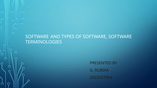 Software and types of software; terminologies | PPTX
